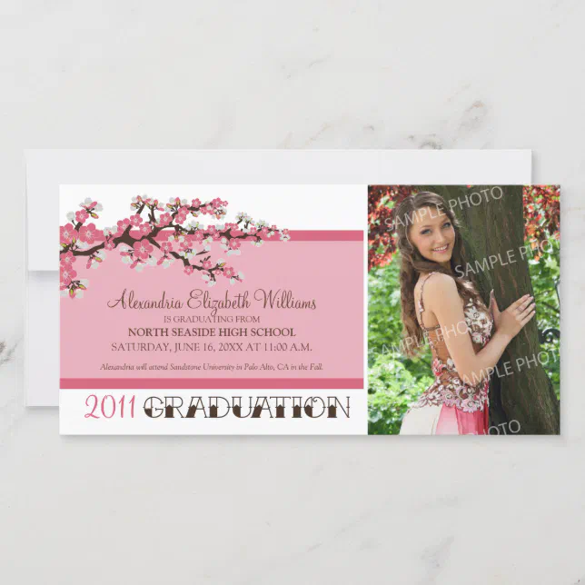Cherry Blossom Graduation Announcement (pink) | Zazzle