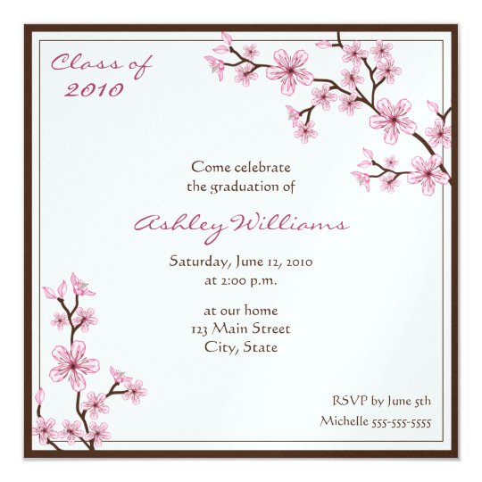 Cherry Blossom Graduation Invitations | Zazzle.com