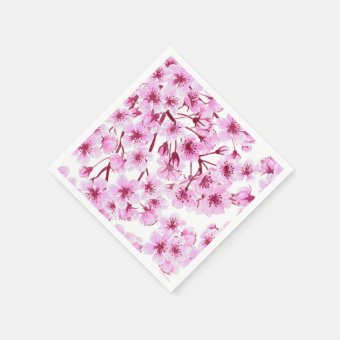 Cherry blossom pattern paper napkins | Zazzle