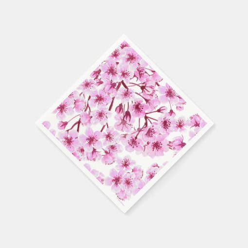 Cherry blossom pattern paper napkins | Zazzle