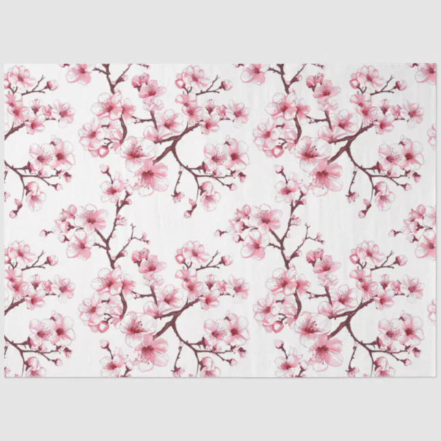 Cherry Blossom Patterned Decoupage Tissue Paper | Zazzle
