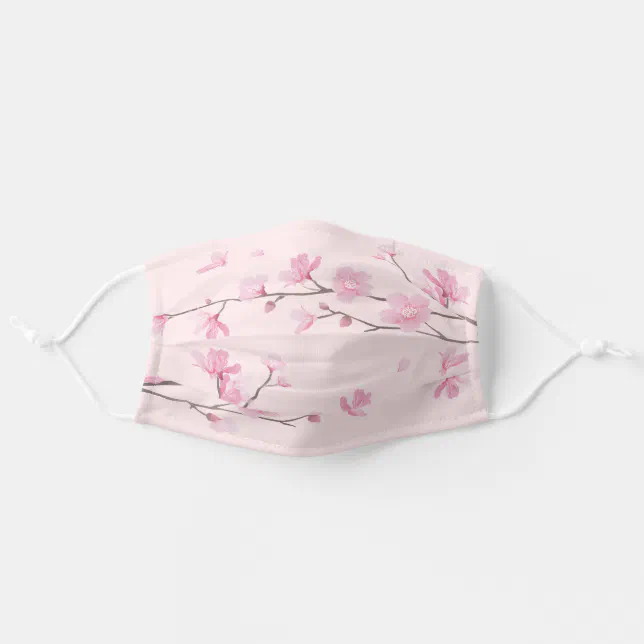 Cherry Blossom - Pink Adult Cloth Face Mask | Zazzle