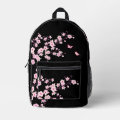 Cherry Blossom Pink Black Monogram Printed Backpack | Zazzle