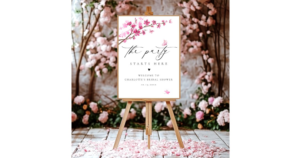 Cherry Blossom Pink Butterfly Welcome Sign | Zazzle