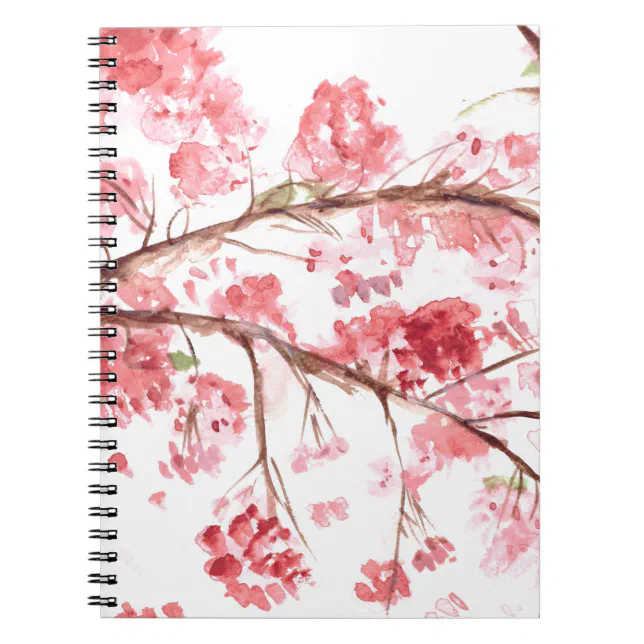 Cherry blossom pink flowers floral Sakura Japanese Notebook | Zazzle
