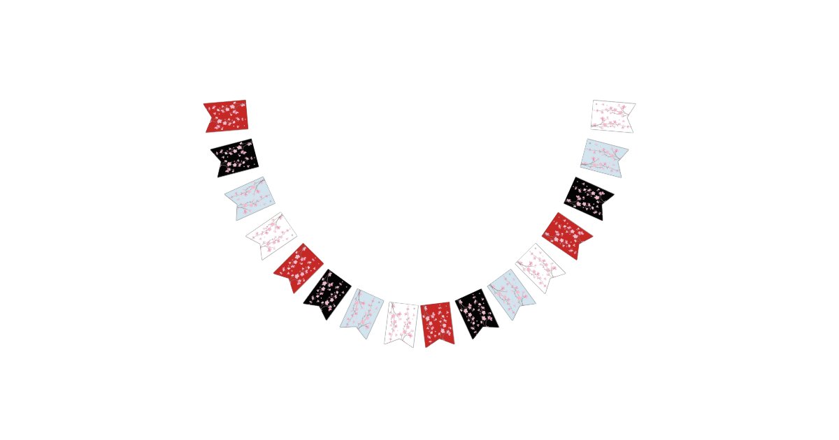 Cherry Blossom - Red Bunting Flags | Zazzle