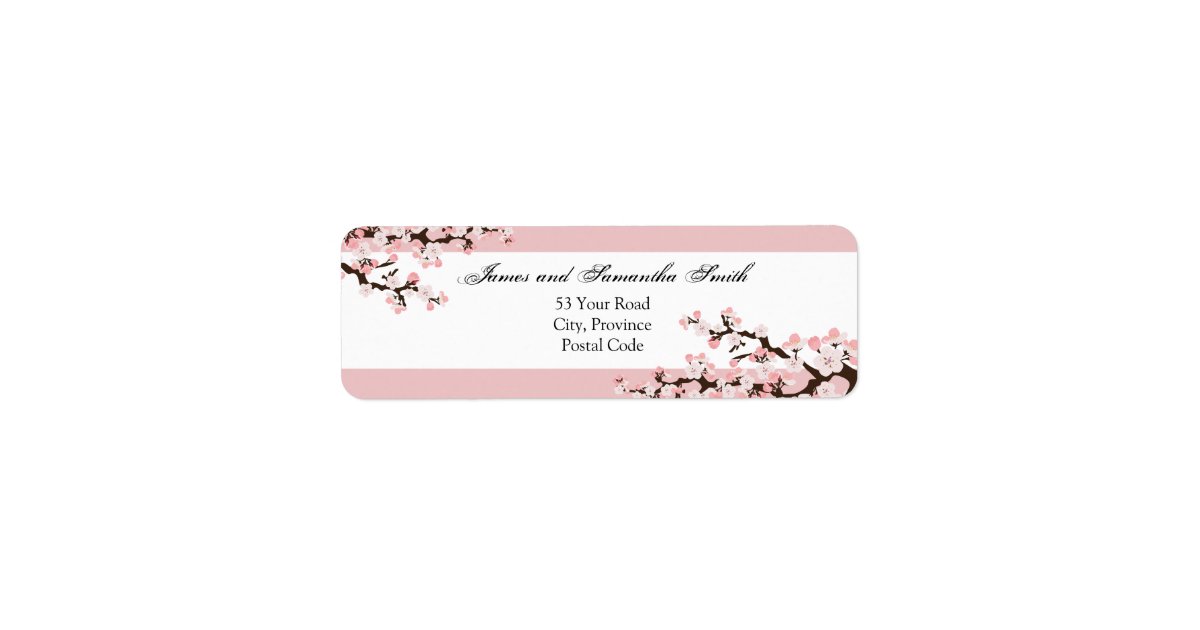 Cherry Blossom Return Address Label - Pink White | Zazzle