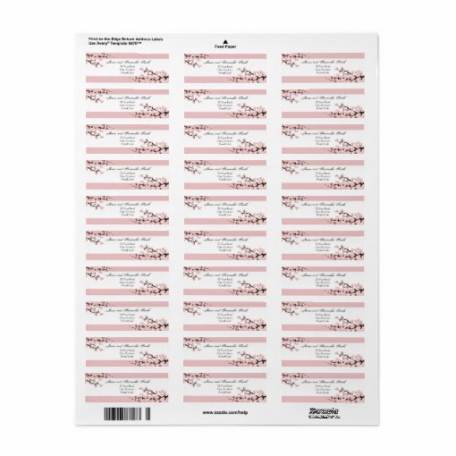 Cherry Blossom Return Address Label - Pink White | Zazzle