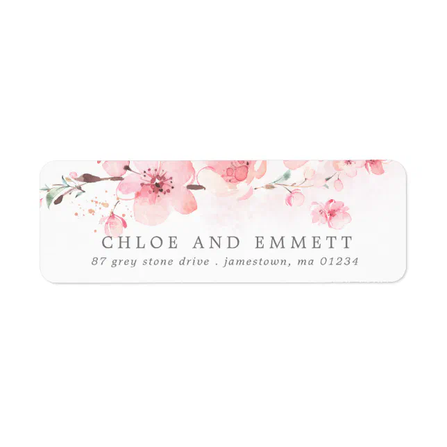 Cherry Blossom Rustic Pink Floral Address Label | Zazzle