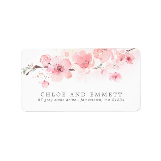 Cherry Blossom Rustic Pink Floral Address Label | Zazzle.com