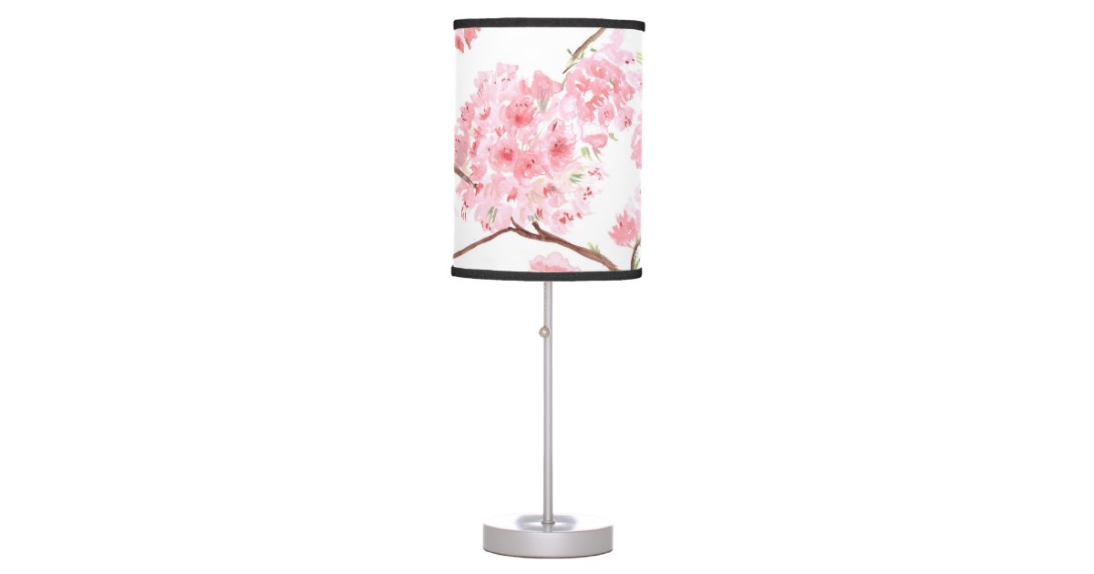 Cherry Blossom Sakura Floral Pink Asian Watercolor Table Lamp | Zazzle