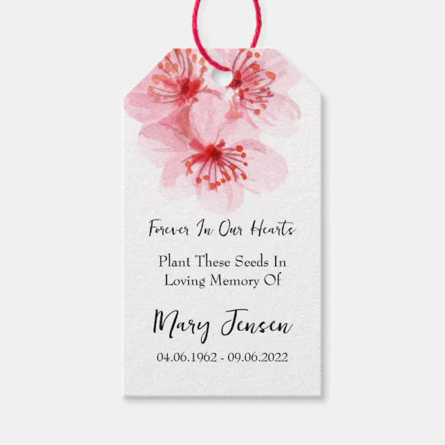Cherry Blossom Seed Packet Memorial Funeral Gift Tags | Zazzle