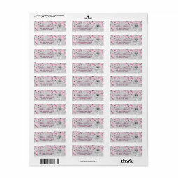 Cherry Blossom Silver Glitter Owl Label | Zazzle