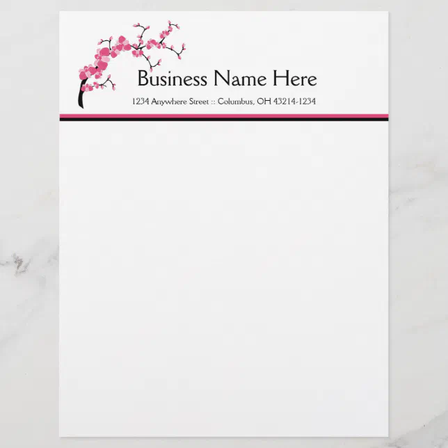 Cherry Blossom Tree Branch Letterhead Design 3 | Zazzle