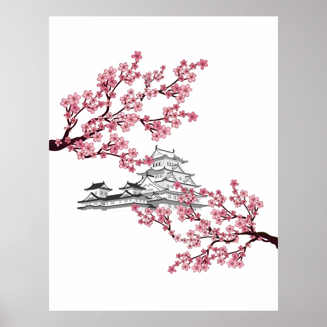 Cherry Blossom Tree Design- Japanese Sakura tree Poster | Zazzle