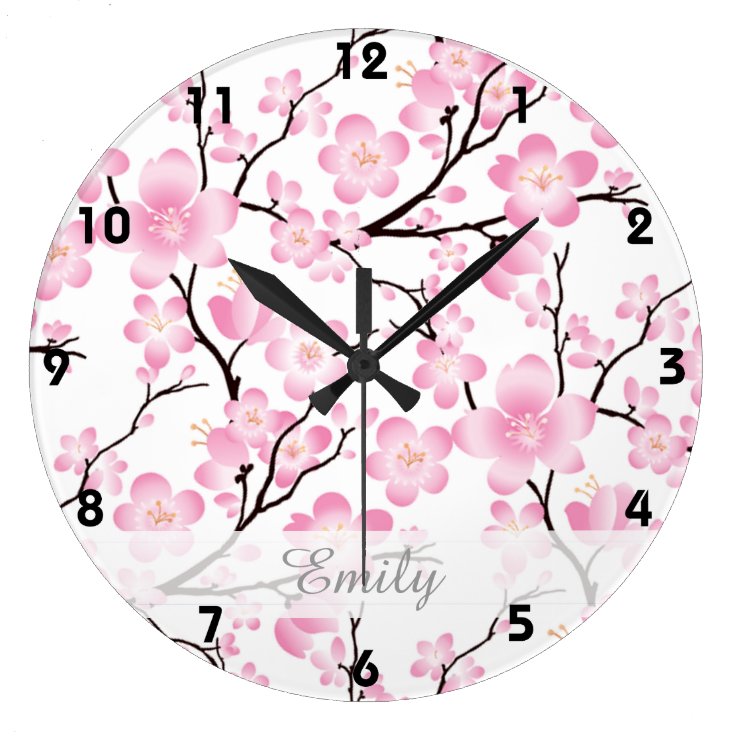 cherry blossom tree Japanese spring clock 2 | Zazzle