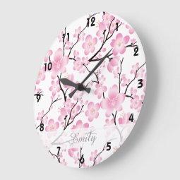 cherry blossom tree Japanese spring clock 2 | Zazzle