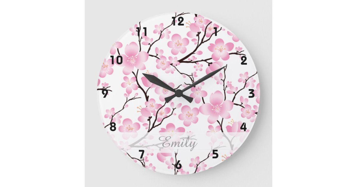 cherry blossom tree Japanese spring clock 2 | Zazzle