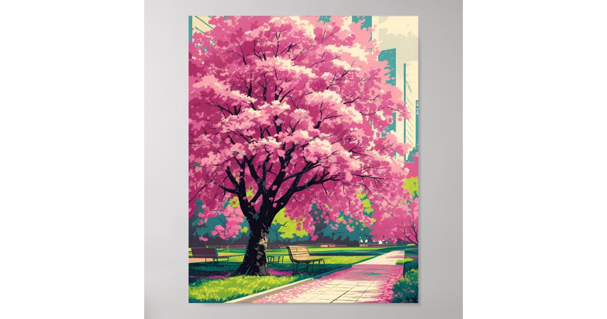 Cherry Blossom Tree Poster – Impressionist Spring | Zazzle