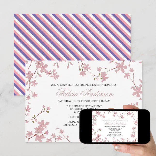 Cherry Blossoms - 3x5 Bridal Shower Invitation | Zazzle
