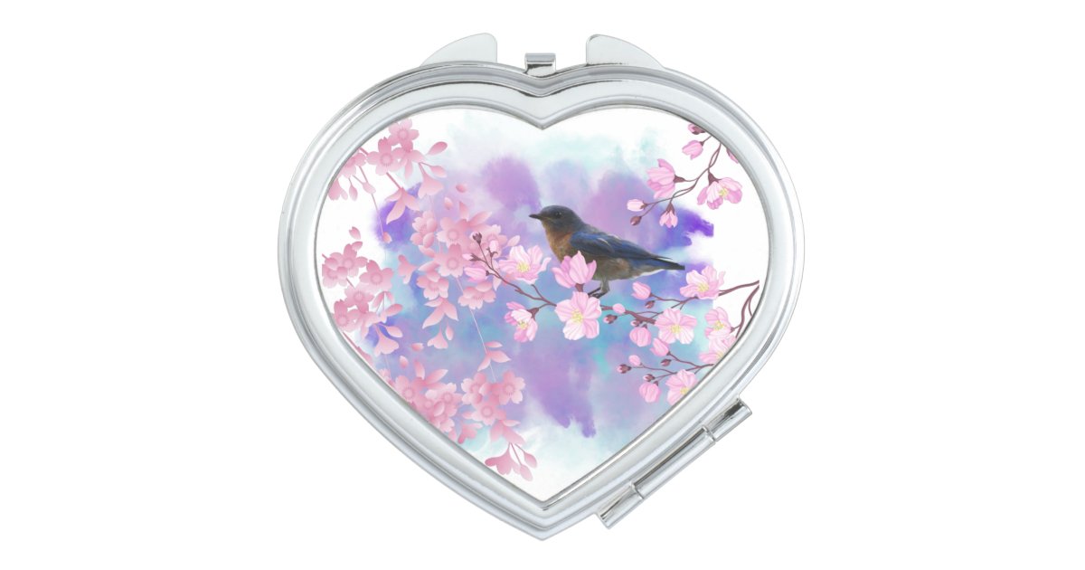 Cherry Blossoms and Bluebird Compact Mirror | Zazzle