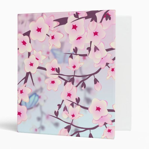 Cherry Blossoms and Butterflies Personalize Binder | Zazzle