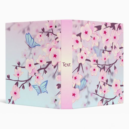 Cherry Blossoms and Butterflies Personalize Binder | Zazzle