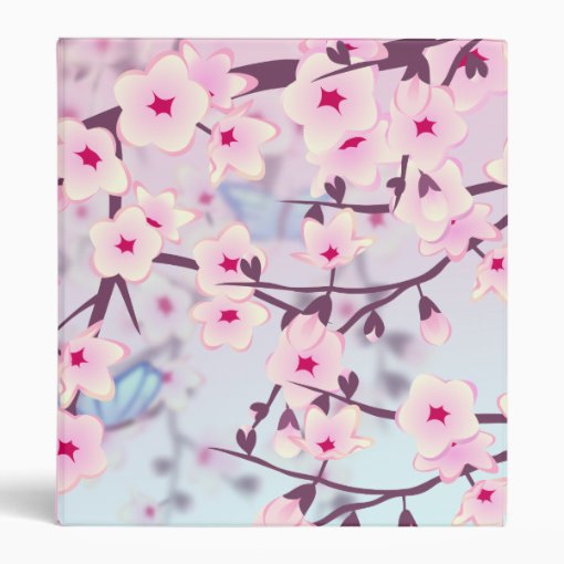 Cherry Blossoms and Butterflies Personalize Binder | Zazzle