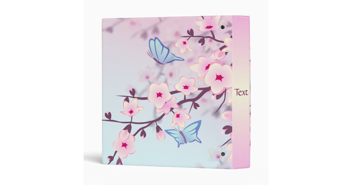 Cherry Blossoms and Butterflies Personalize Binder | Zazzle