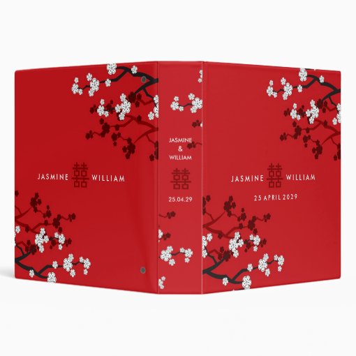 Cherry Blossoms Double Happiness Chinese Wedding Binder | Zazzle