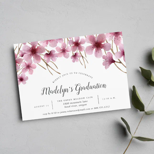 Cherry Blossoms Graduation Party Invitation | Zazzle