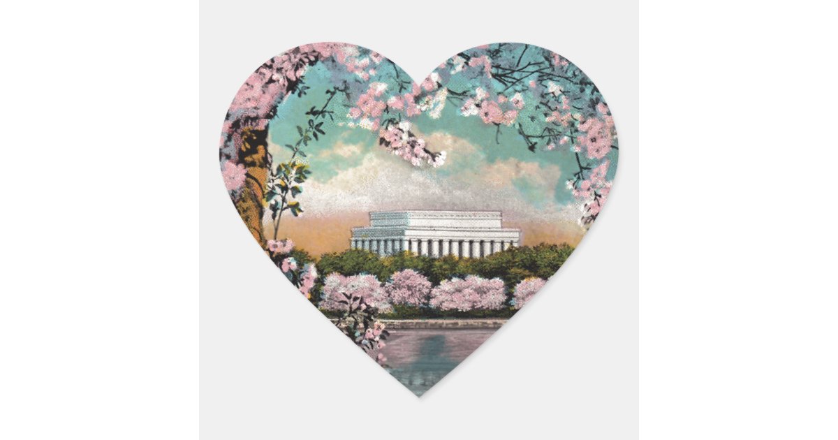 Cherry Blossoms Heart Sticker | Zazzle