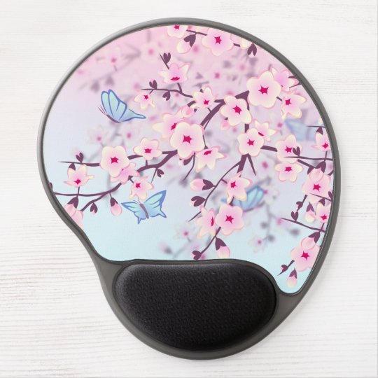 Cherry Blossoms Pink Turquoise Gel Mouse Pad | Zazzle.com