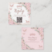 Cherry Blossoms Rose Gold Quinceanera QR Code Enclosure Card | Zazzle