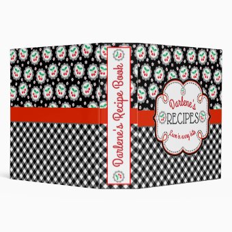 Cherry Chic Checks Personalized Recipe Binder | Zazzle