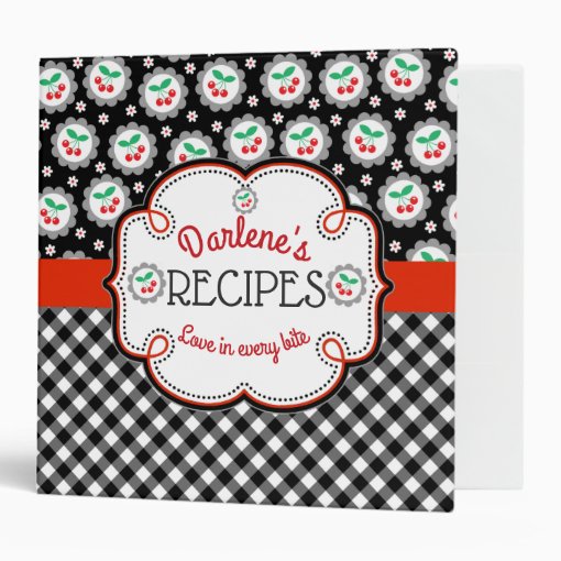 Cherry Chic Checks Personalized Recipe Binder | Zazzle