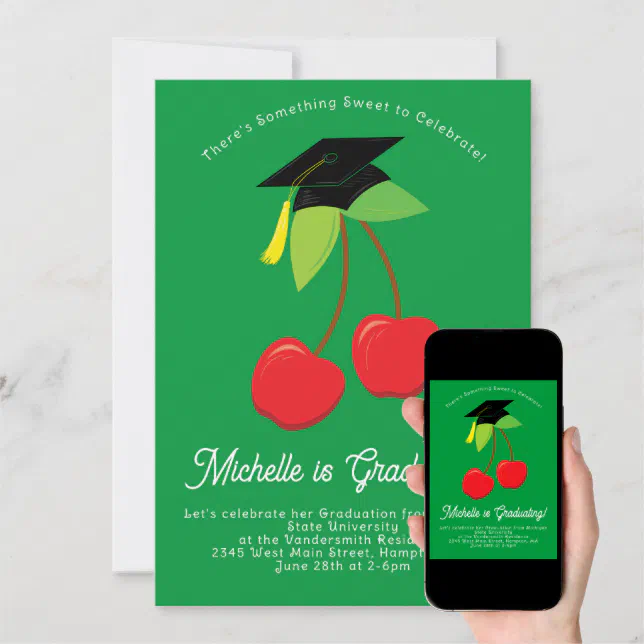 Cherry Graduation Party Invitation | Zazzle