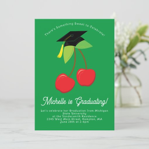 Cherry Graduation Party Invitation | Zazzle
