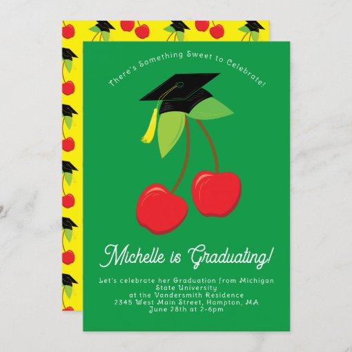 Cherry Graduation Party Invitation | Zazzle