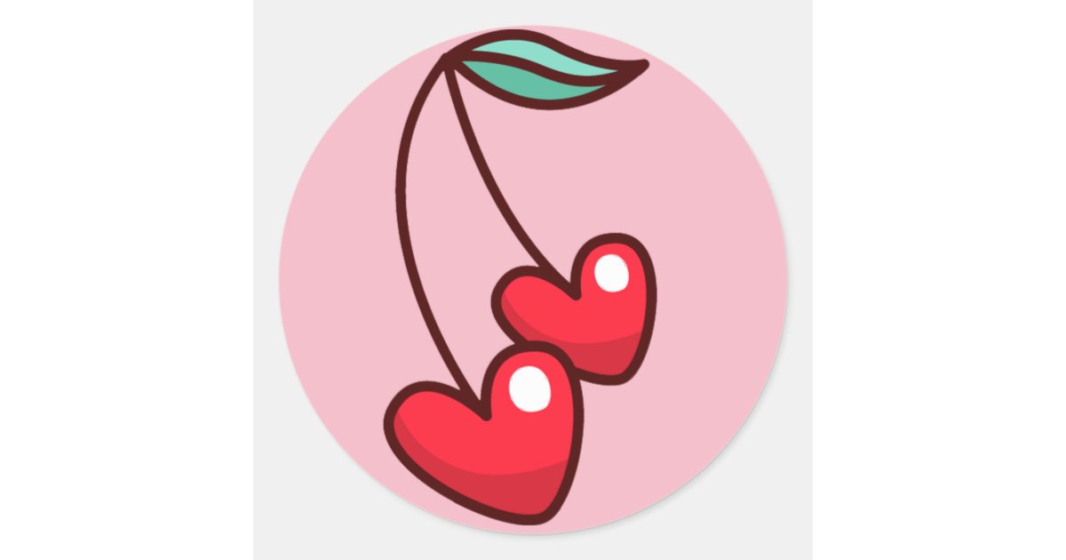 Cherry Hearts Classic Round Sticker | Zazzle