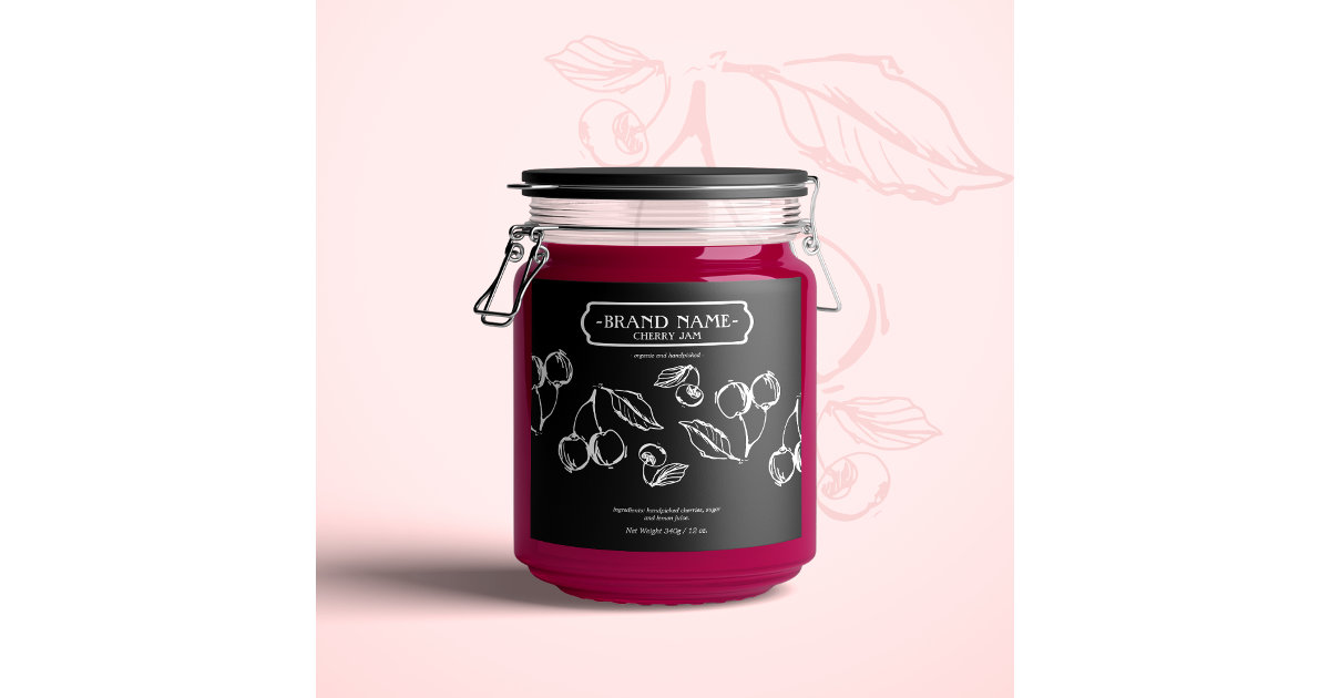 Cherry Jam Jar Label Packaging Design | Zazzle