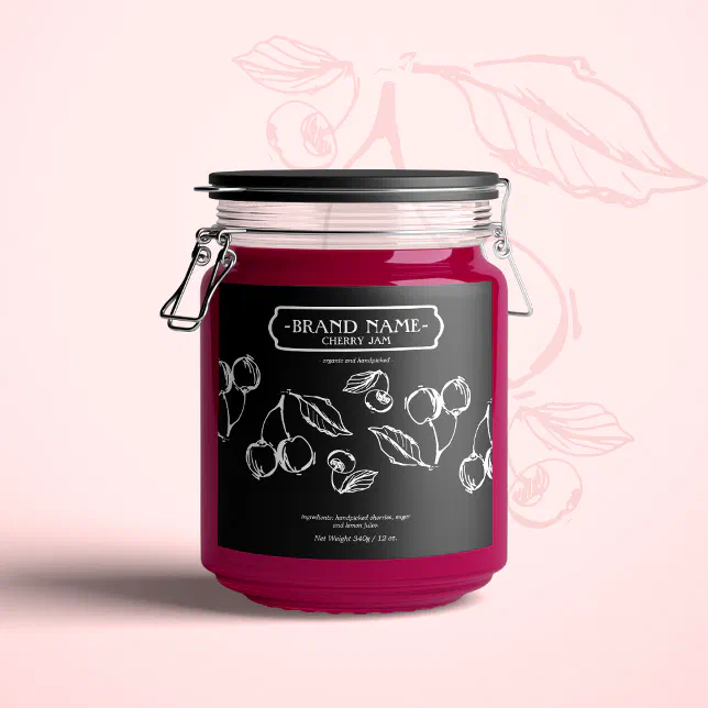 Cherry Jam Jar Label Packaging Design | Zazzle