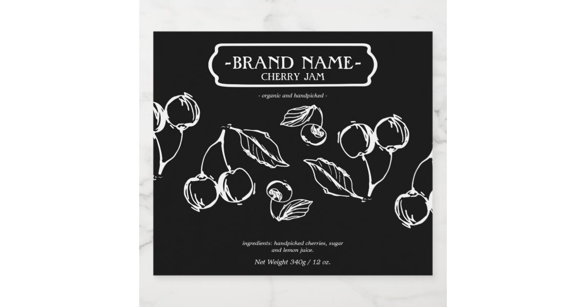Cherry Jam Jar Label Packaging Design | Zazzle