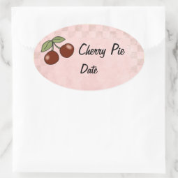Cherry Kitchen Lables Oval Sticker | Zazzle