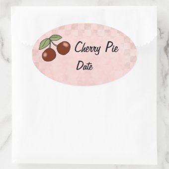 Cherry Kitchen Lables Oval Sticker | Zazzle