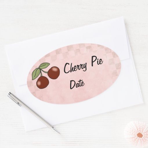 Cherry Kitchen Lables Oval Sticker | Zazzle