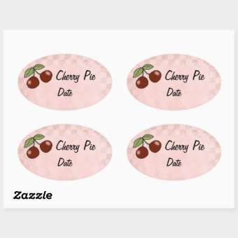 Cherry Kitchen Lables Oval Sticker | Zazzle