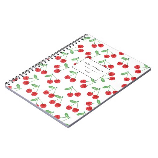 Cherry Pattern Personalized Notebook | Zazzle