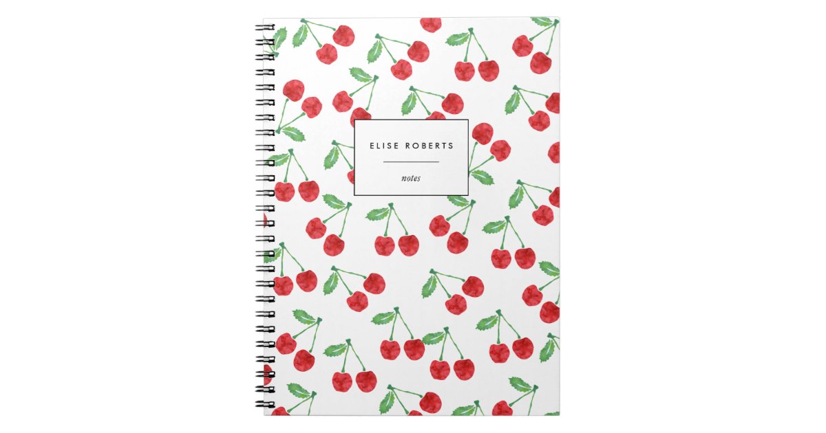 Cherry Pattern Personalized Notebook | Zazzle.com