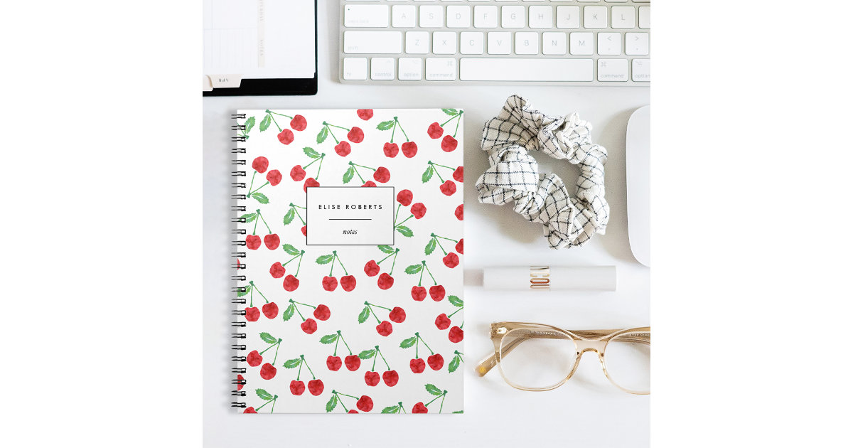 Cherry Pattern Personalized Notebook | Zazzle